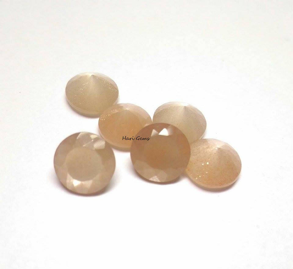 10 pieces 6mm Peach Moonstone faceted round gemstone | Etsy