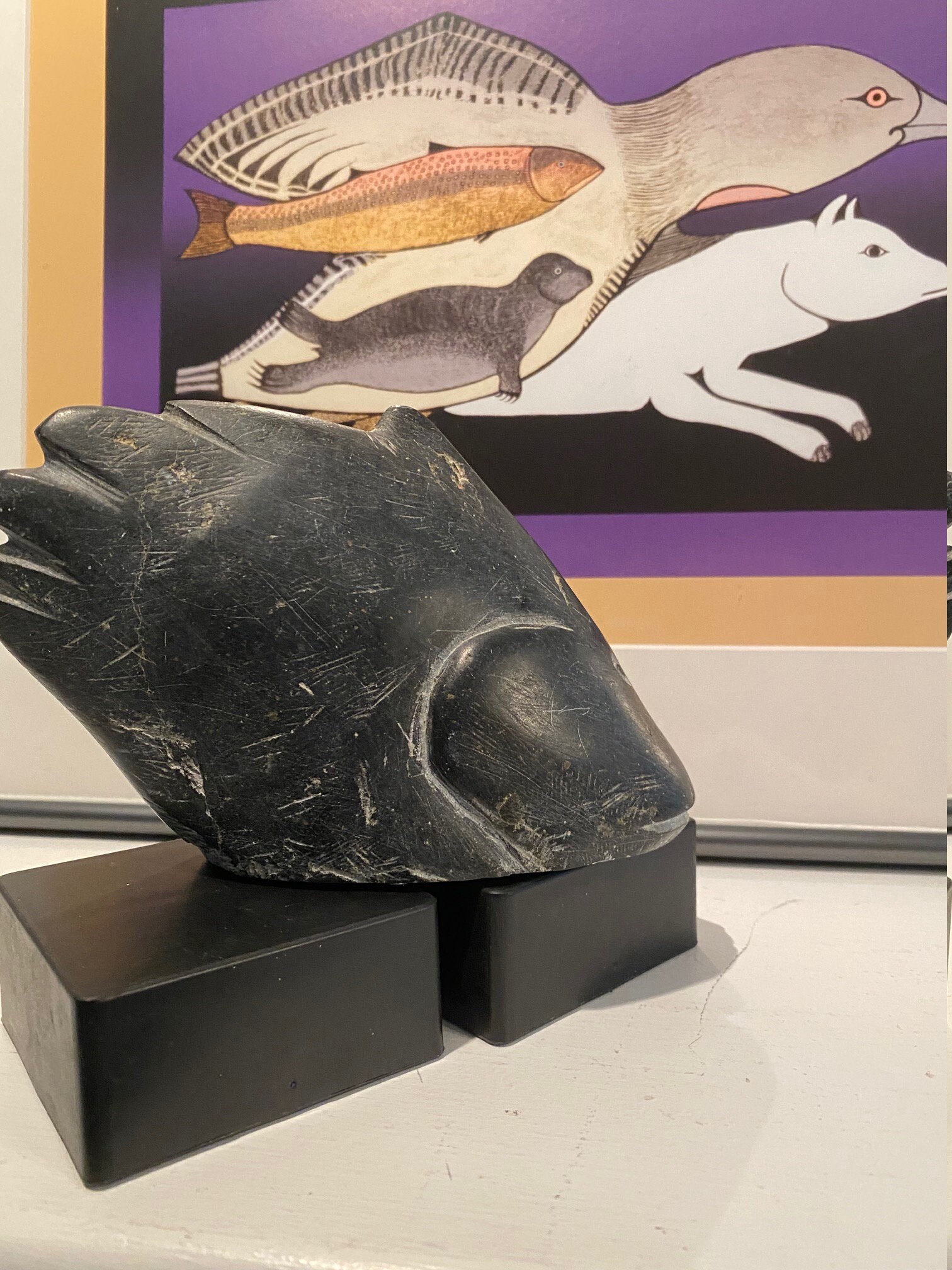 Vintage Inuit Art Carving Dynamic Fish Head Signed Mary - Etsy