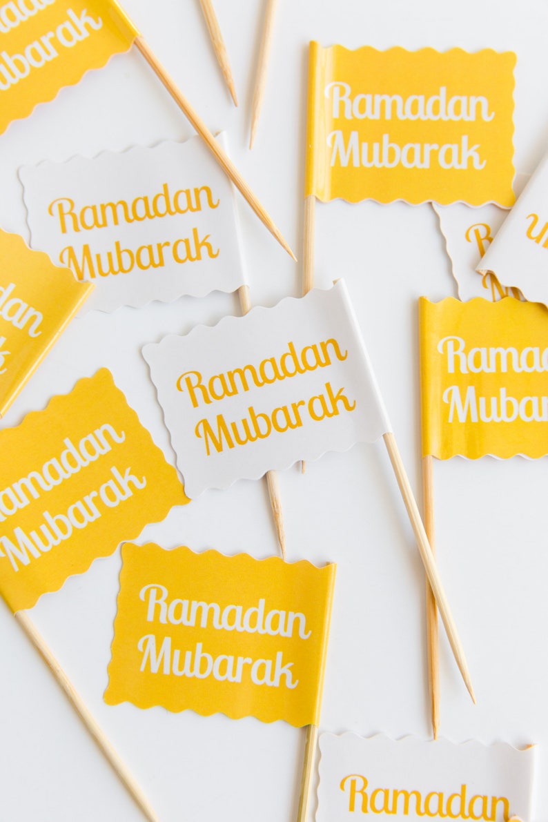 Ramadan Mubarak Flag Toppers Set of 24 | Etsy