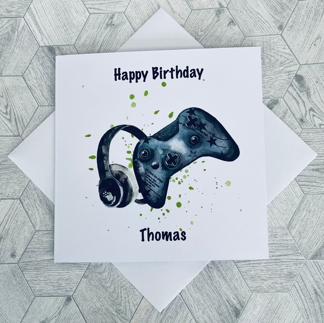 Gamer Birthday Card, Personalised Game Controller Birthday Card Boys ...