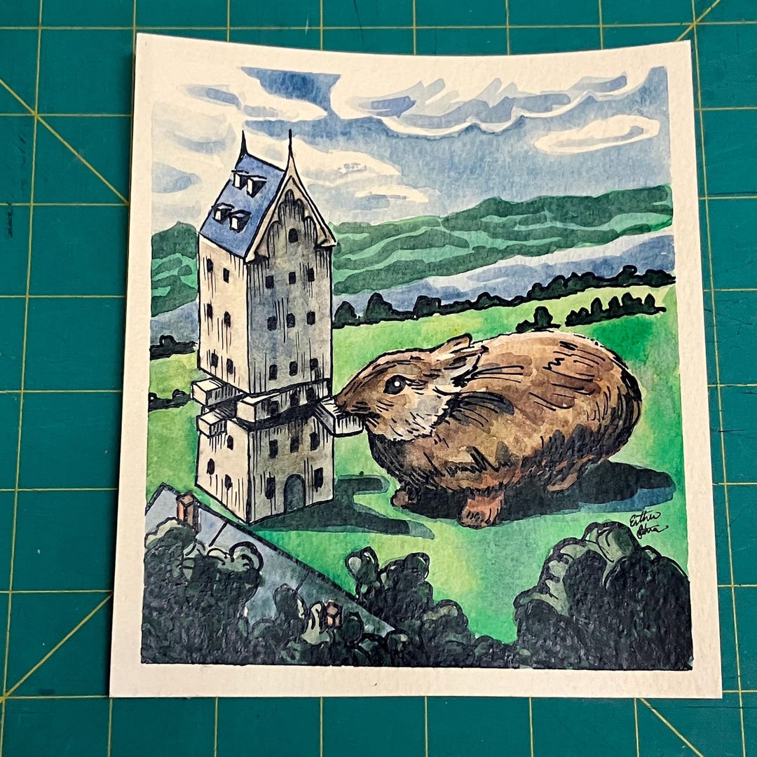 Medieval Gamer Bunny Meme Miniature Painting, Original Watercolor ...