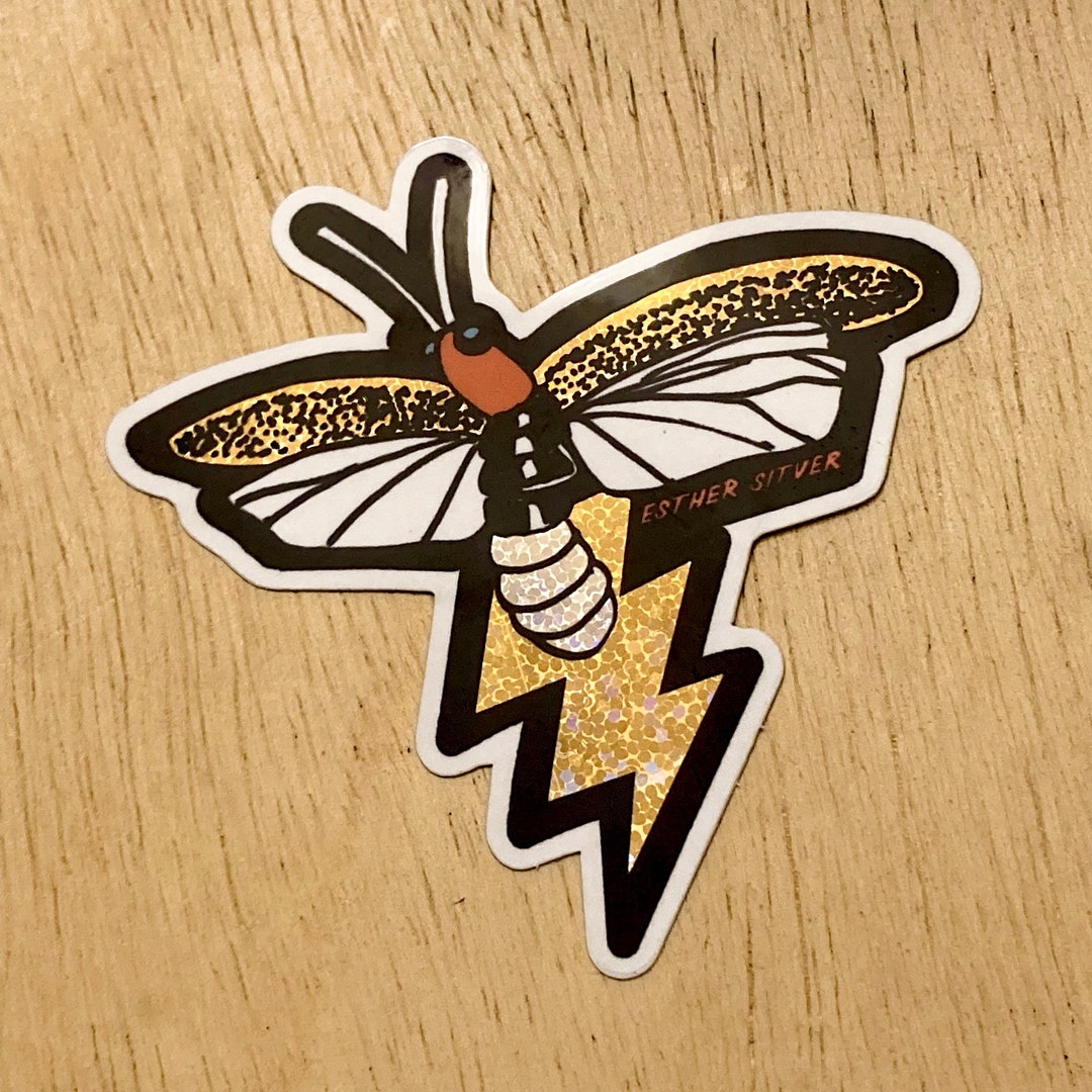 Lightning Bug Sticker | Black and Gold Glitter Sticker Tennessee ...