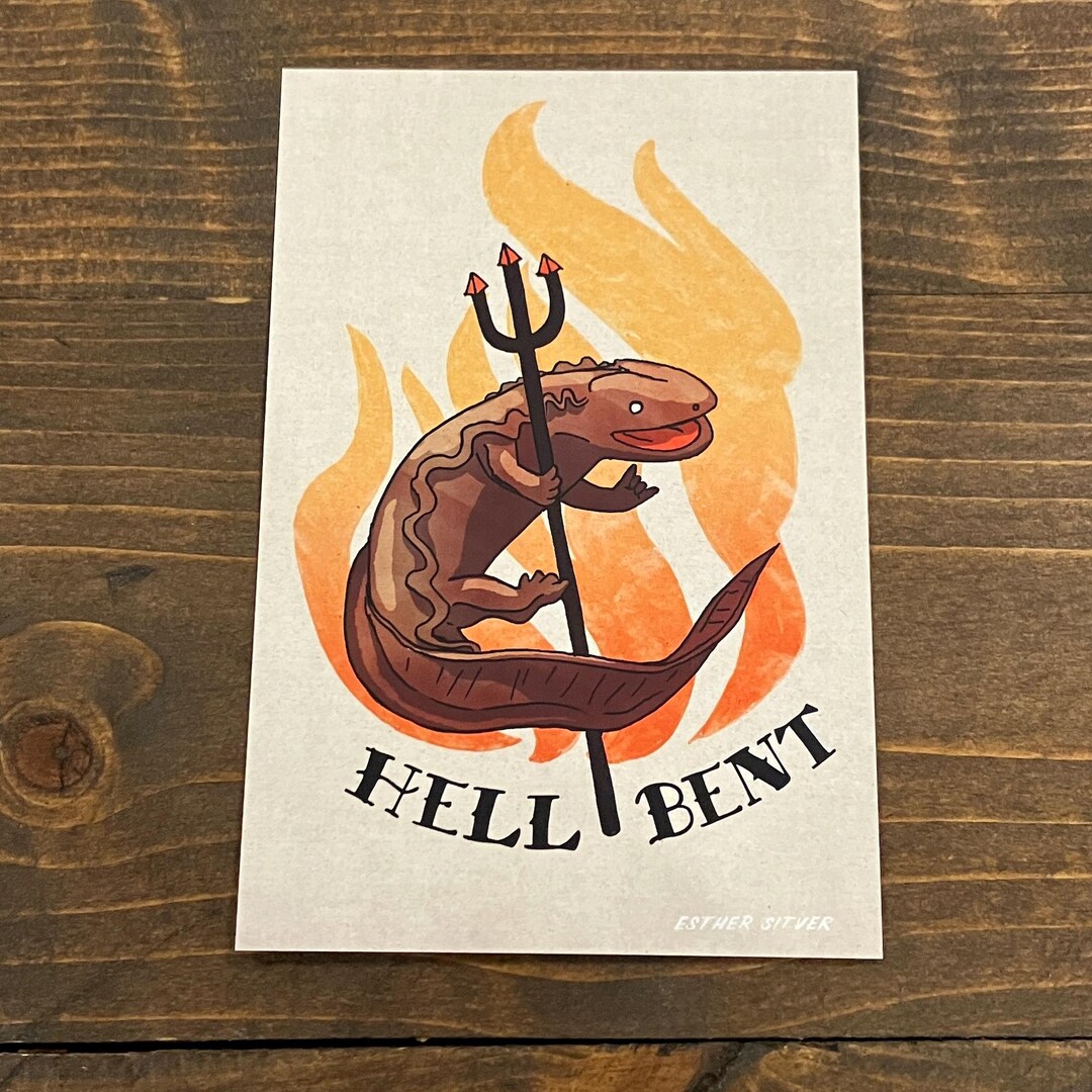 Hell Bent Hellbender Salamander Postcard, Funny Animal Card, Smoky ...