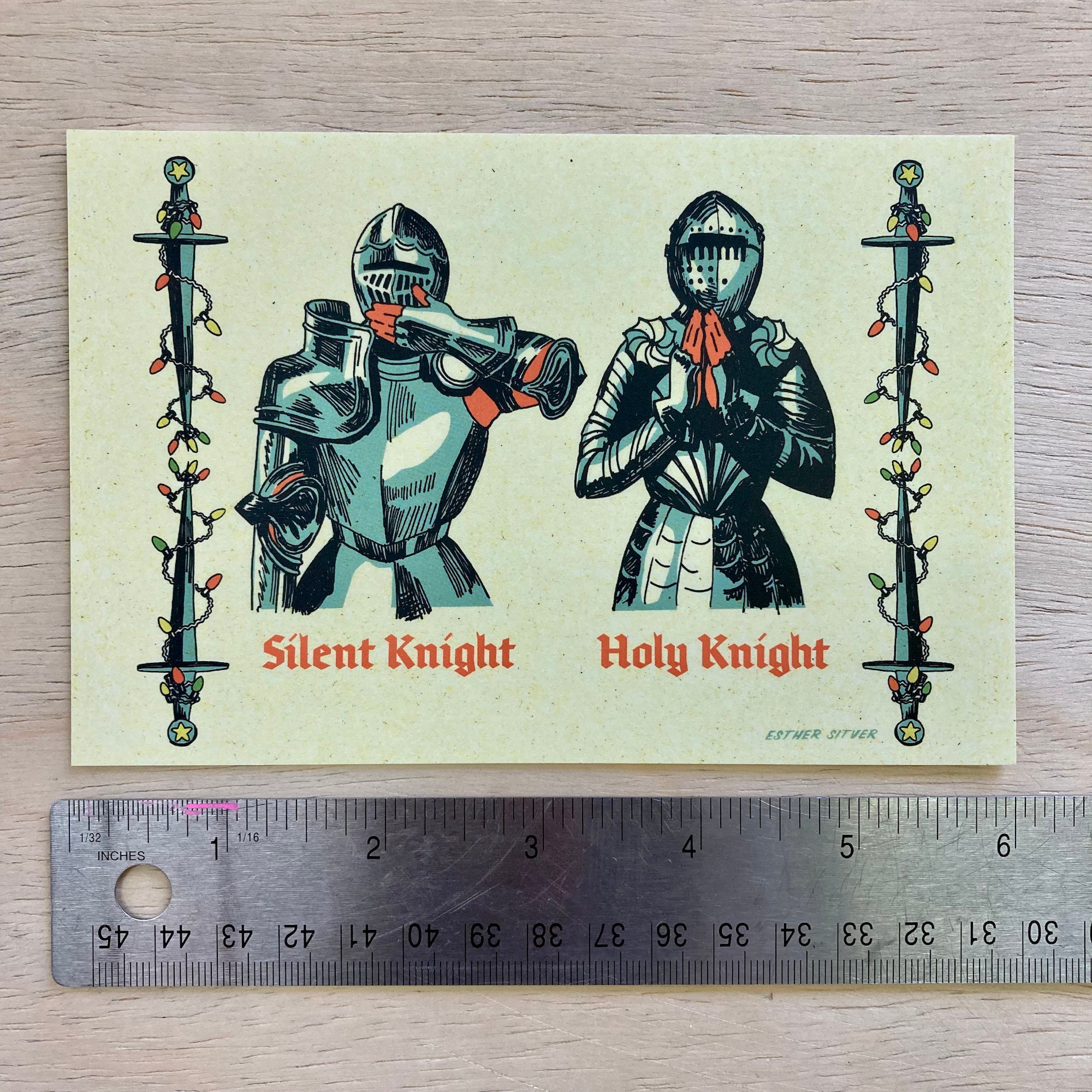 Christmas Knights 4x6 Postcard | Retro Holiday Greeting | Funny ...