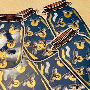 Firefly Jar Sticker | Blue and Gold Metallic Tennessee Souvenir Gift ...