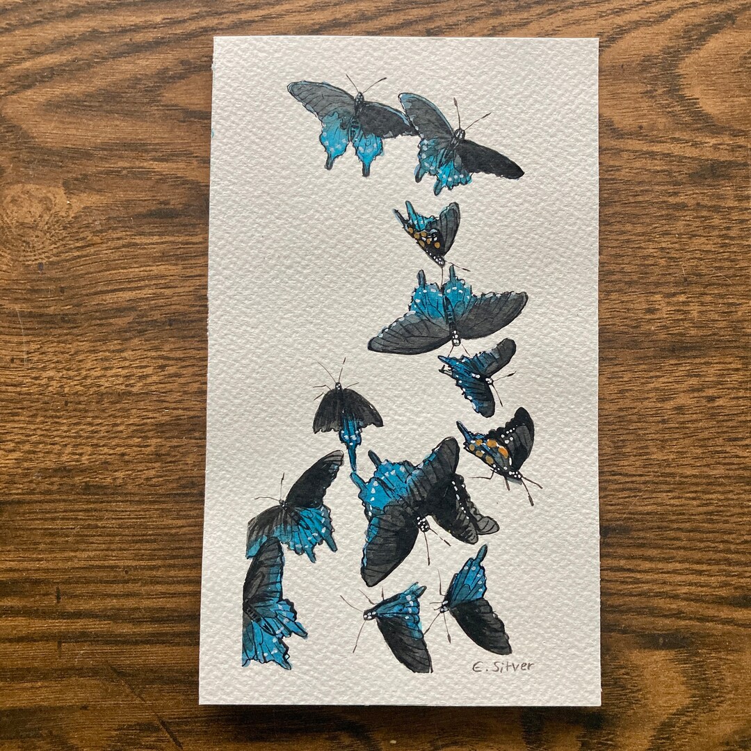 Swallowtails Original Art Watercolor and Ink Plein Air Botanical ...