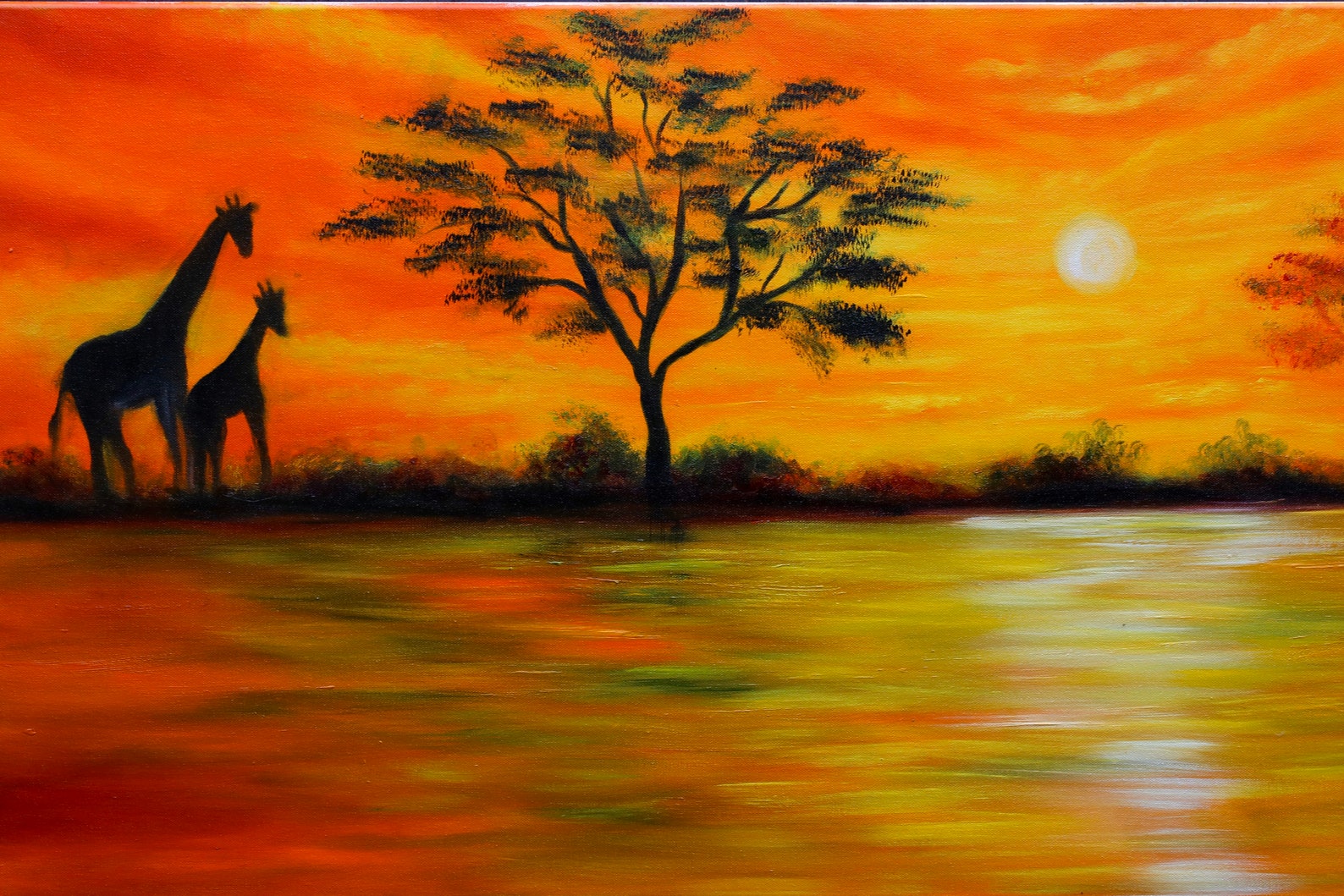 Sunset Painting-african Art-animal Painting-wildlife ART - Etsy