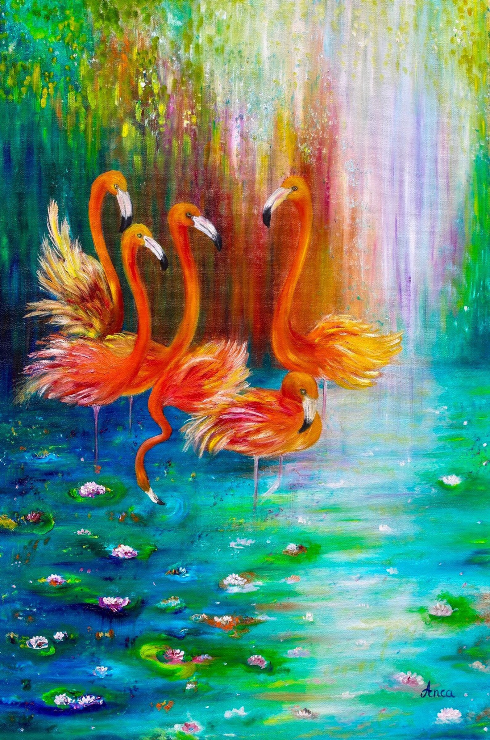 Flamingo Painting on Canvas - Etsy