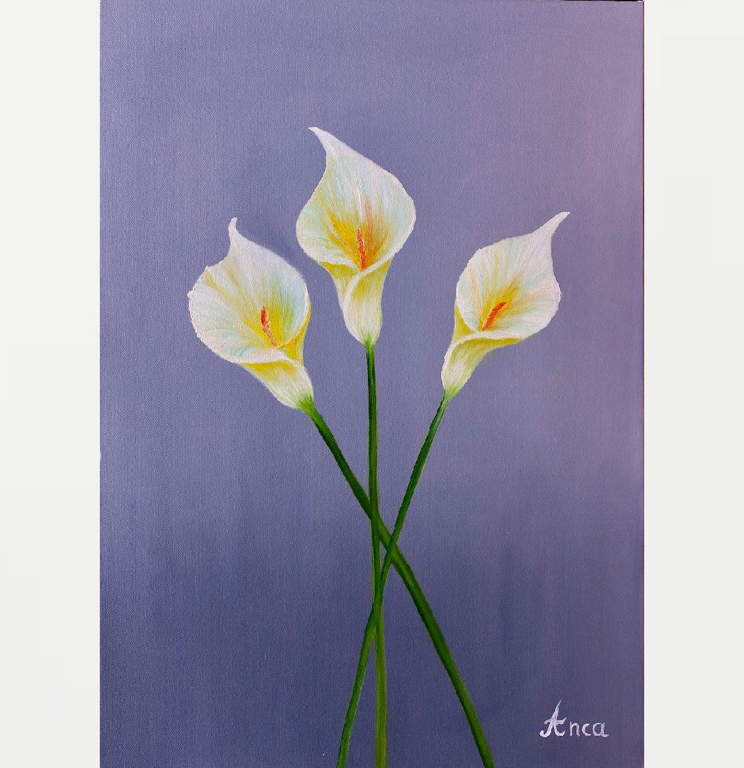 Lily Painting, Lilies, Cala Lily, Flower Painting, Floral Art, Gift for ...