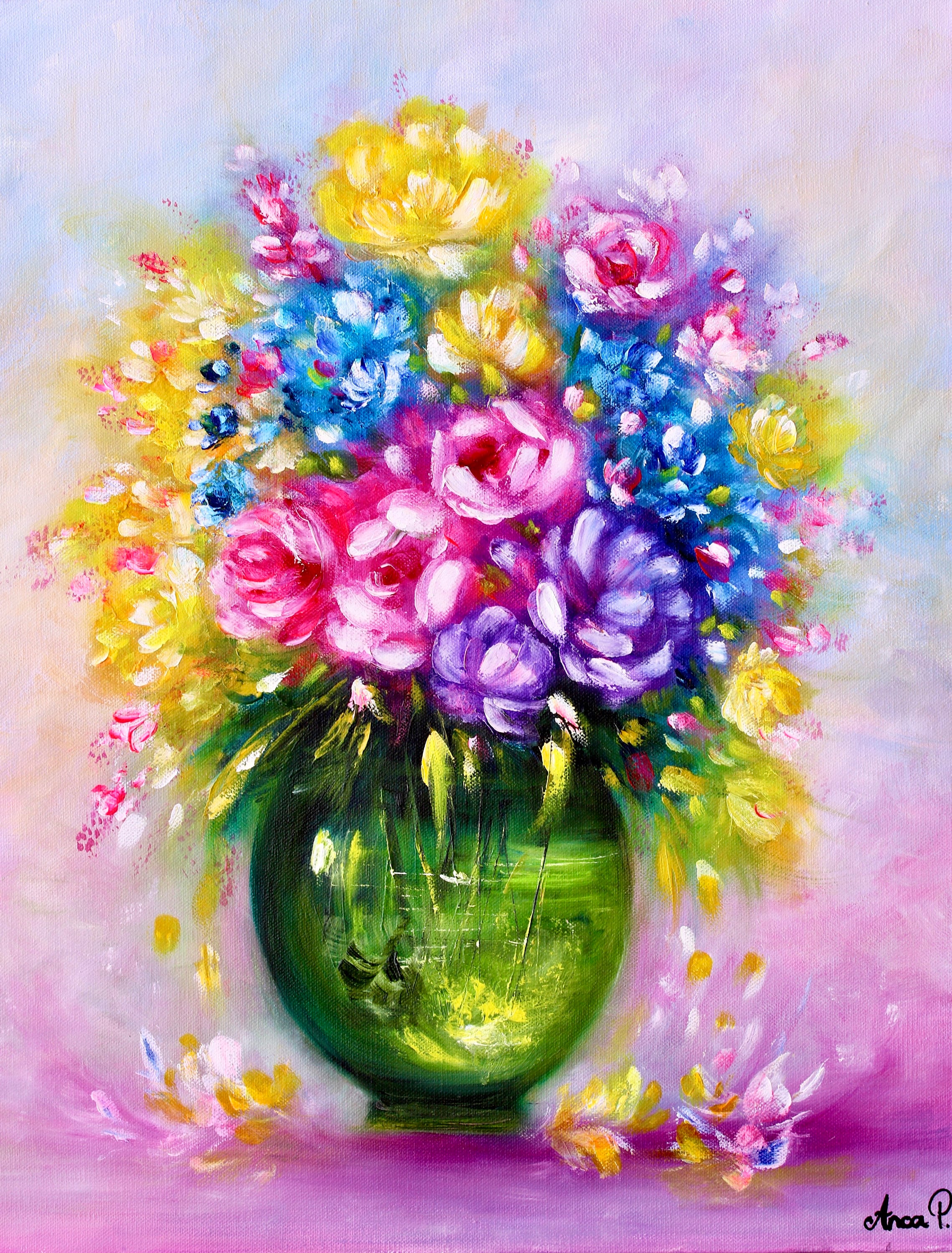 Abstract Paintings Of Flower Vases