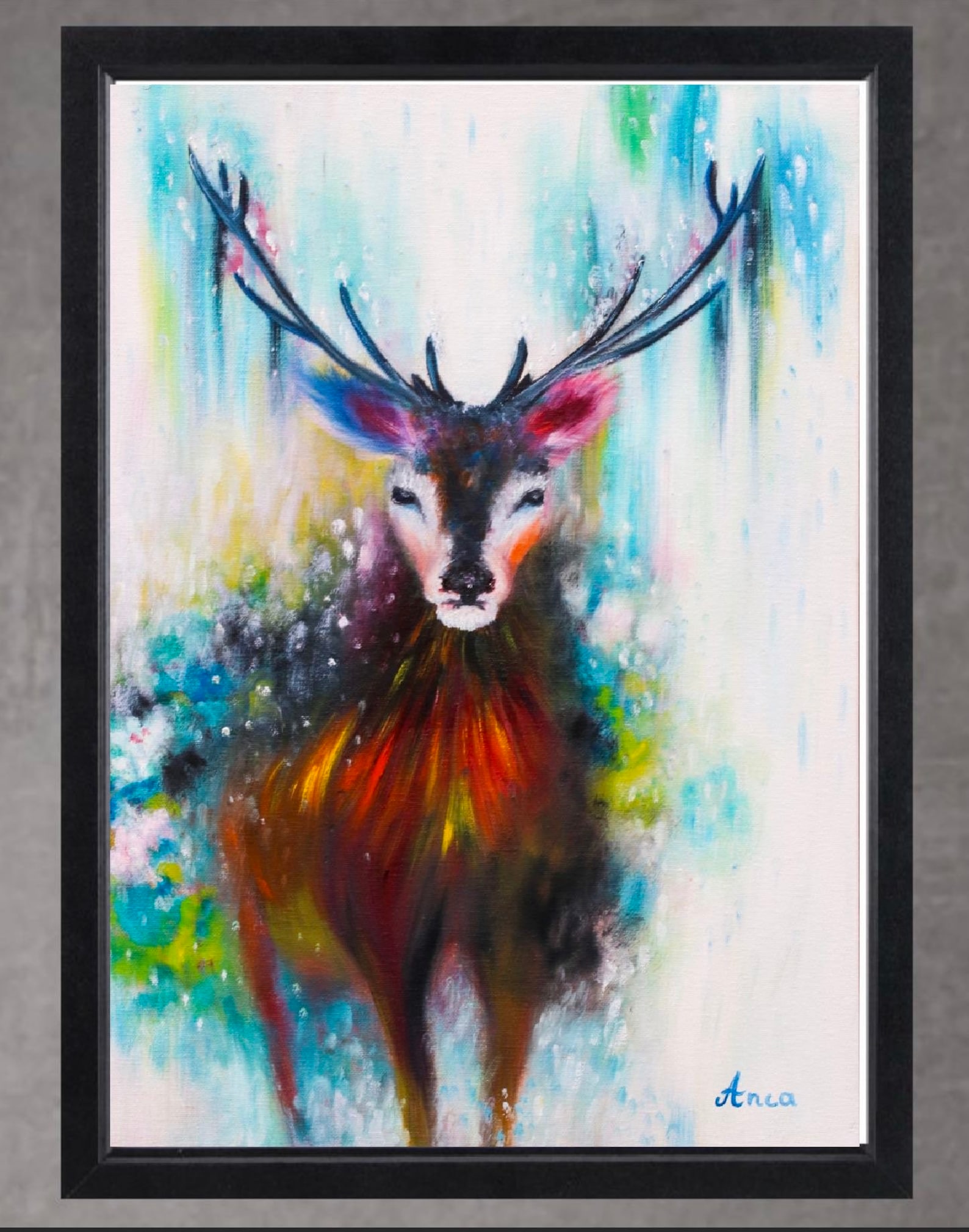 Animal Stag Deer Abstract Painting Stag Painting on Canvas | Etsy