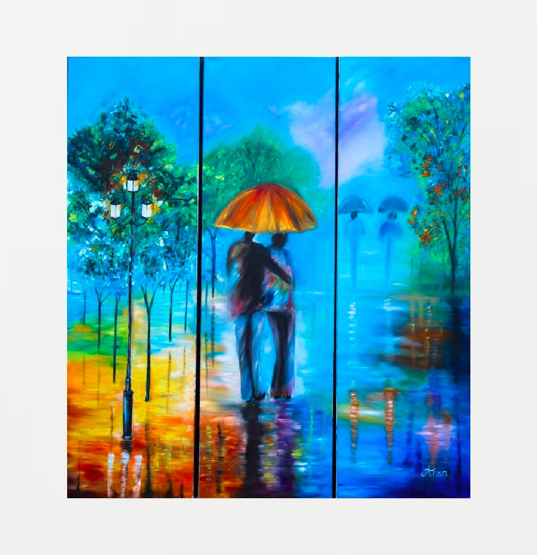 Rain Art, Modern Rain Paintings, Abstract Painting, Large Painting ...