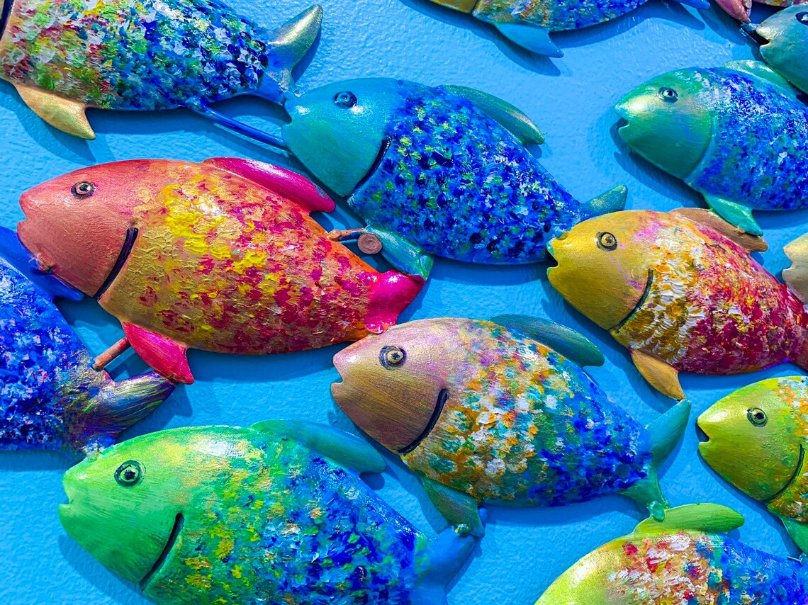 Fish Metal Wall Art Fish Wall Sculpture Handpainted Fish - Etsy