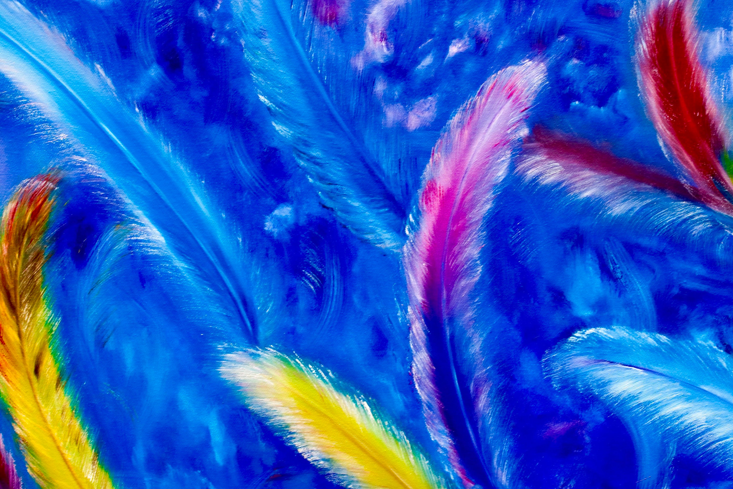 Feather Painting Modern Painting Feather Wall Art - Etsy