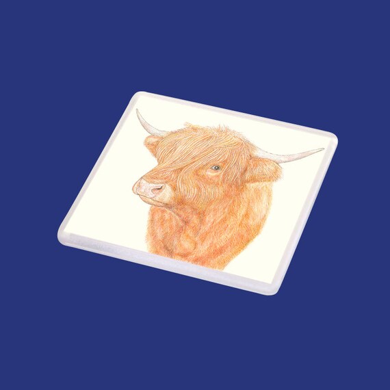 Highland Cow Coaster | Etsy