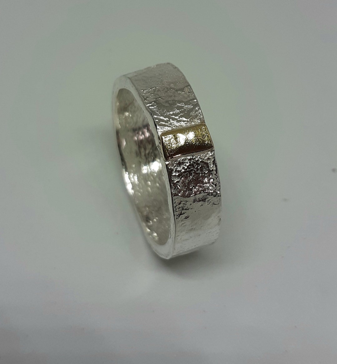 Reticulated Sterling Silver and Gold Ring ,size R,handmade in Scotland ...