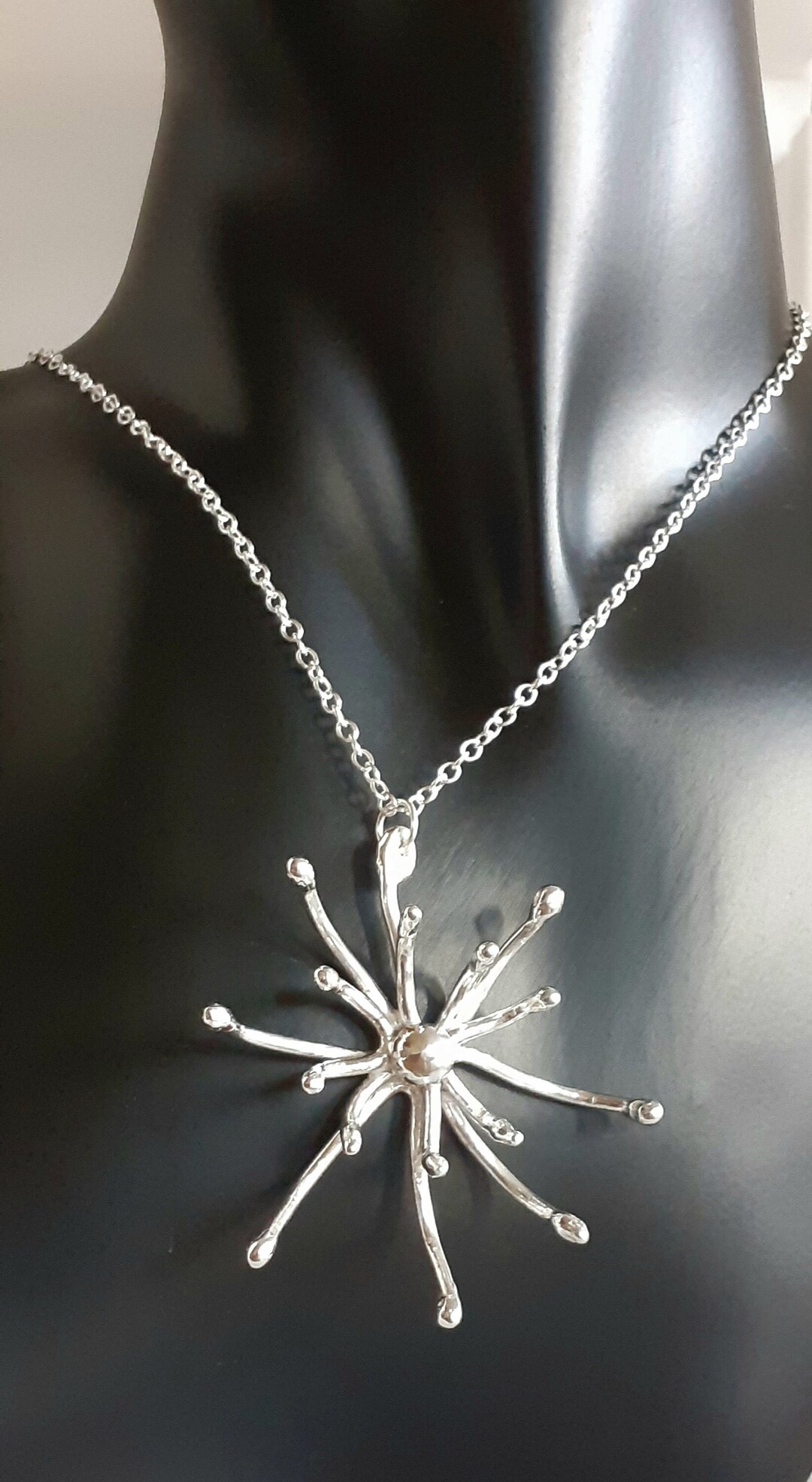 Large Sterling Silver Floral Pendant and Chain,handmade in Scotland - Etsy