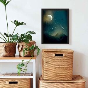 Framed Night Sky Space Print, Outer Space Poster, Mountain Wall Art ...