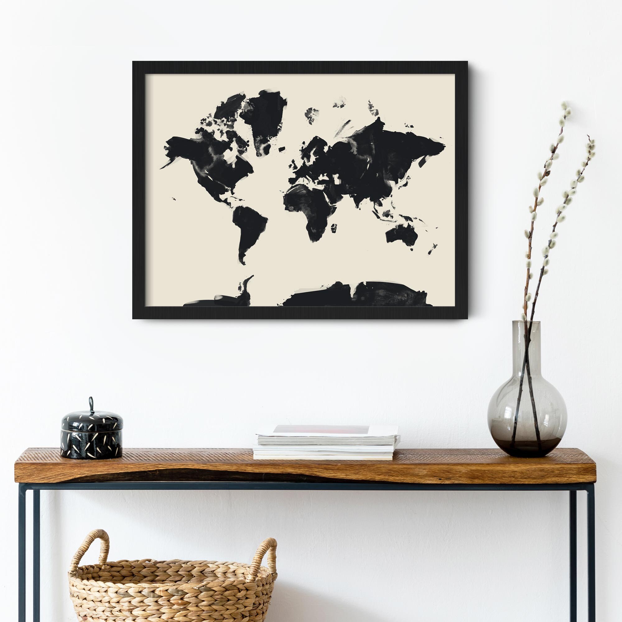 Large World Map Wall Art Painting Framed Travel Wall Art | Etsy UK