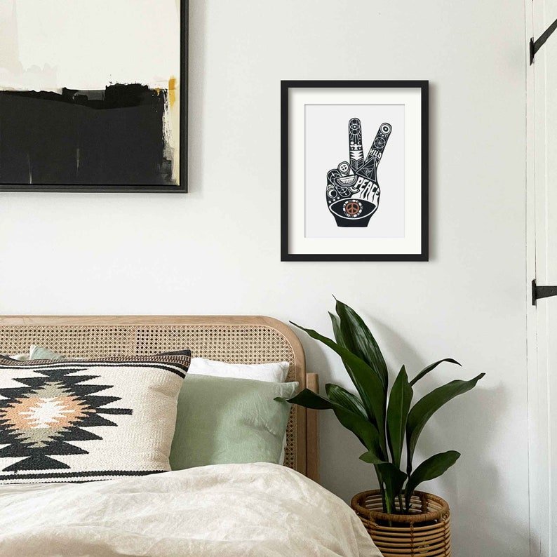 Peace Sign Wall Art Framed Peace Poster Bohemian Bedroom | Etsy UK