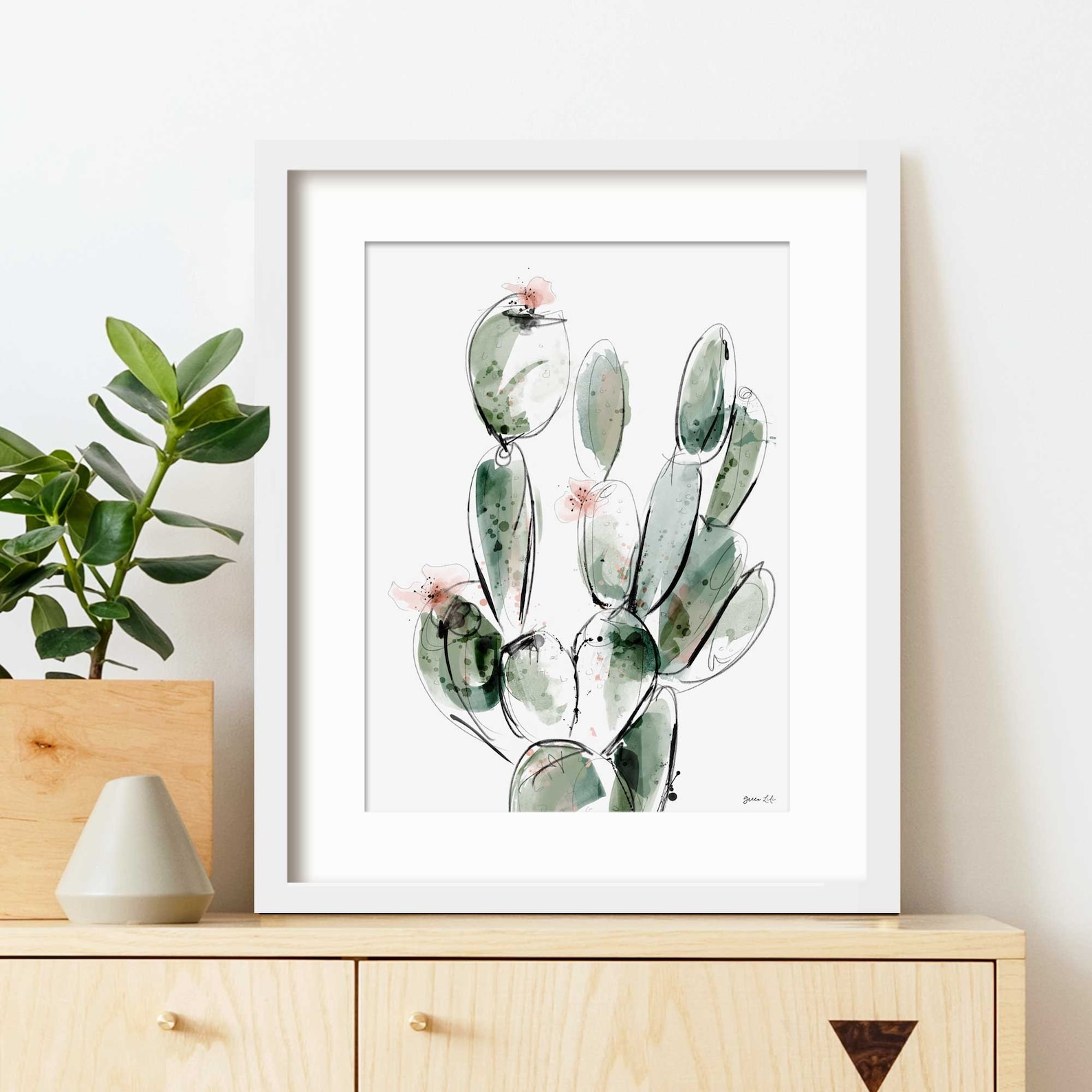 Watercolour Cactus Painting Cactus Wall Art Print Modern | Etsy