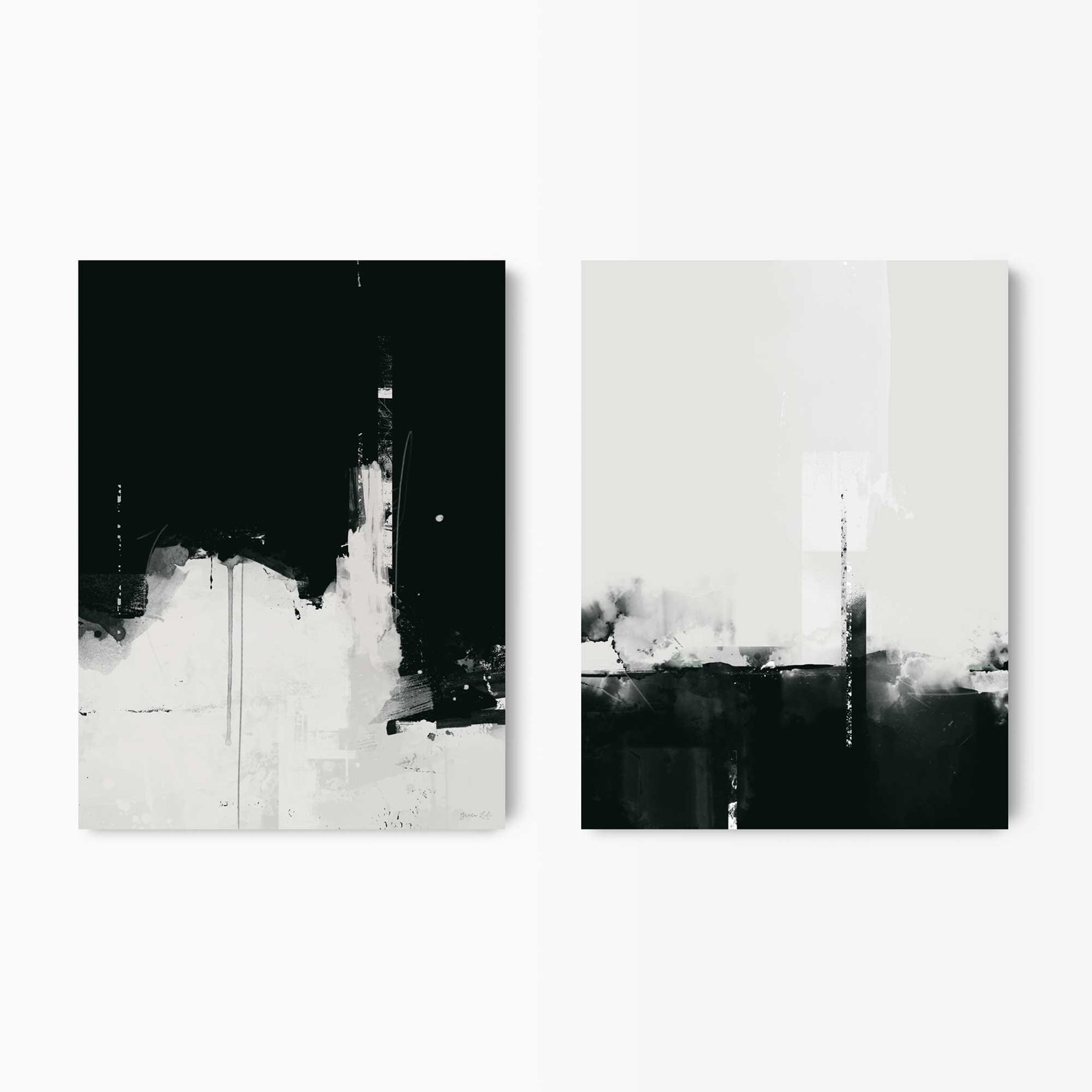 Dark Abstract Set of 2 Prints Framed Abstract Wall Art Set - Etsy