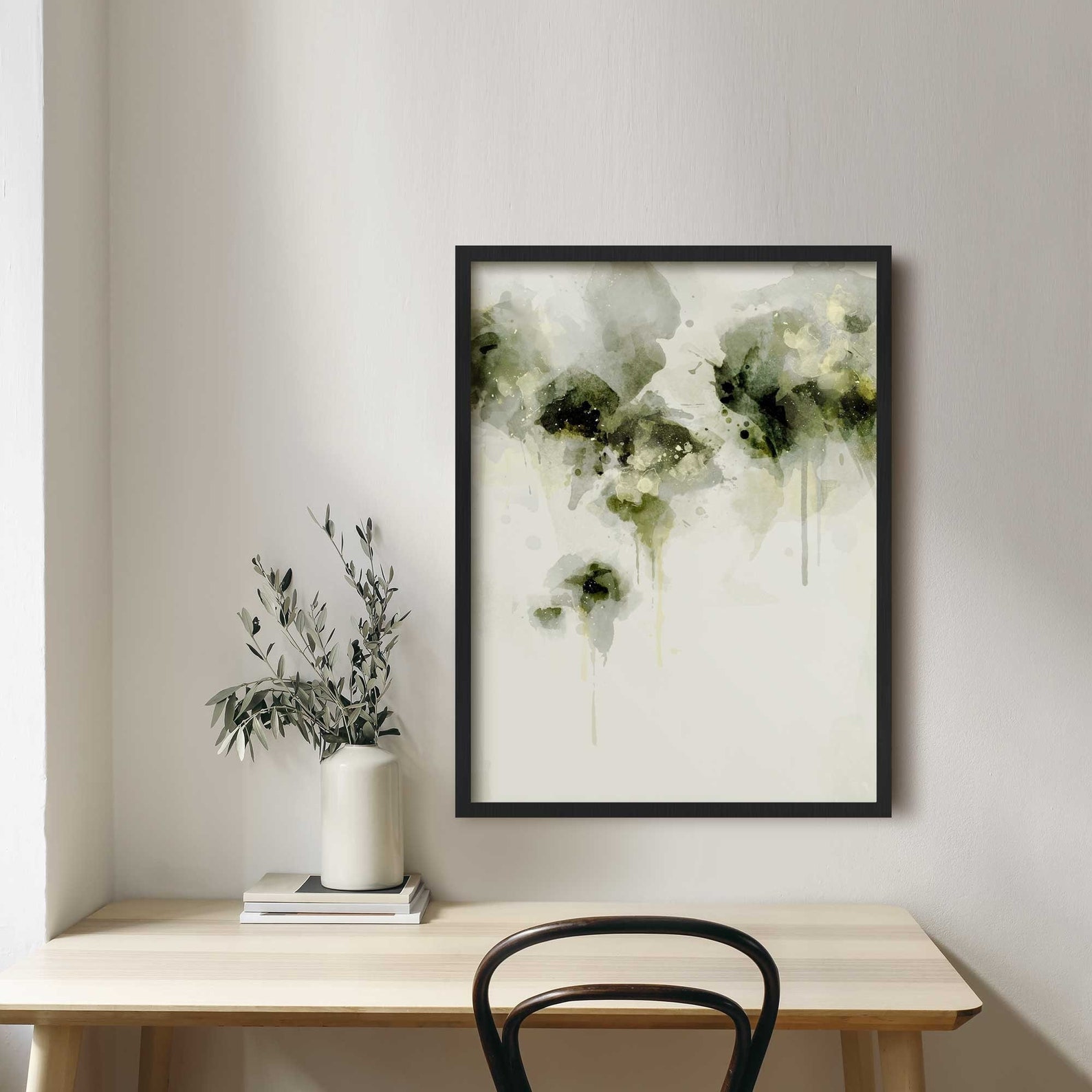 Green Abstract Floral Art Print Framed Watercolour Abstract - Etsy UK