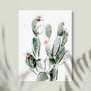 Watercolour Cactus Painting, Cactus Wall Art Print, Modern Cactus Wall ...
