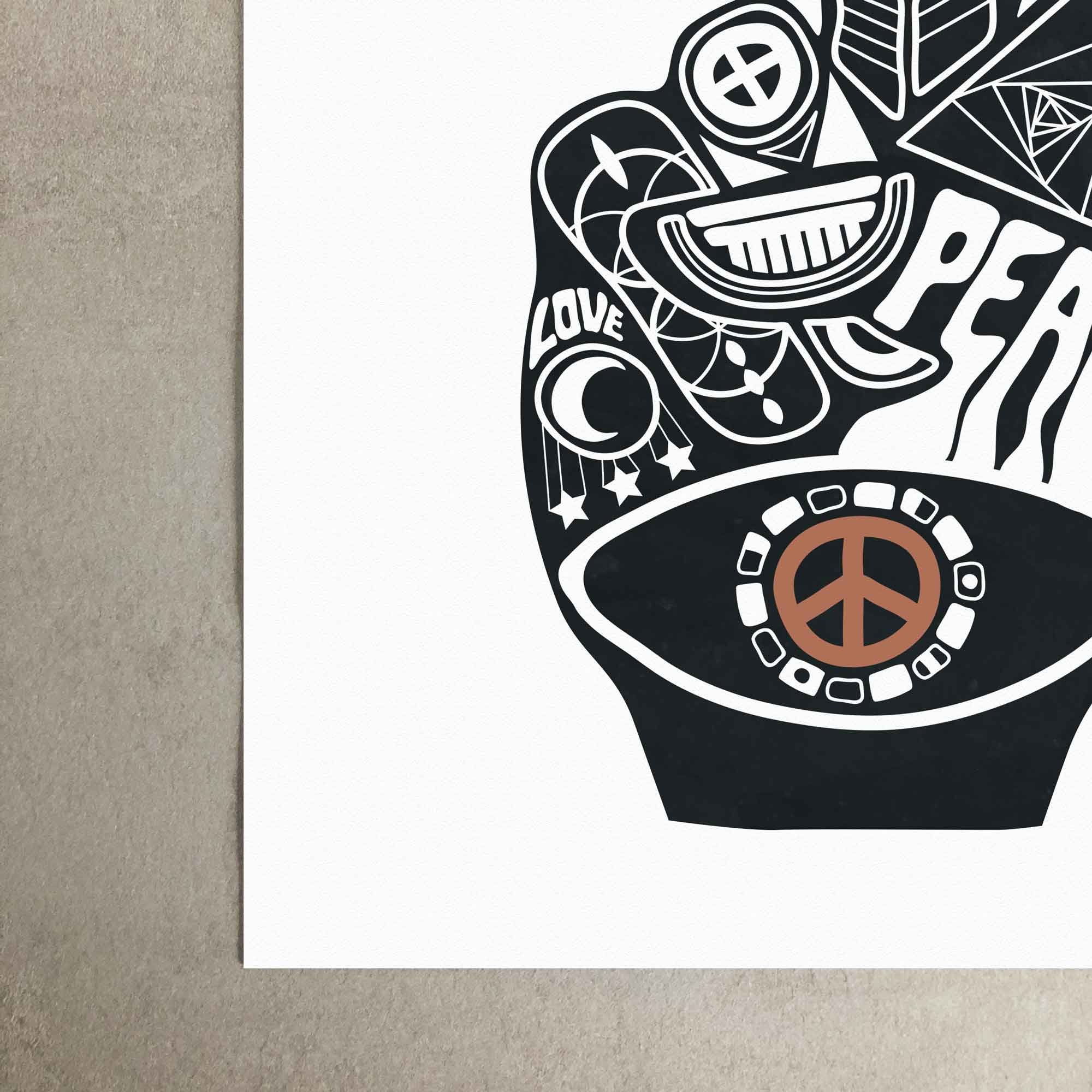 Peace Sign Wall Art Framed Peace Poster Bohemian Bedroom - Etsy UK