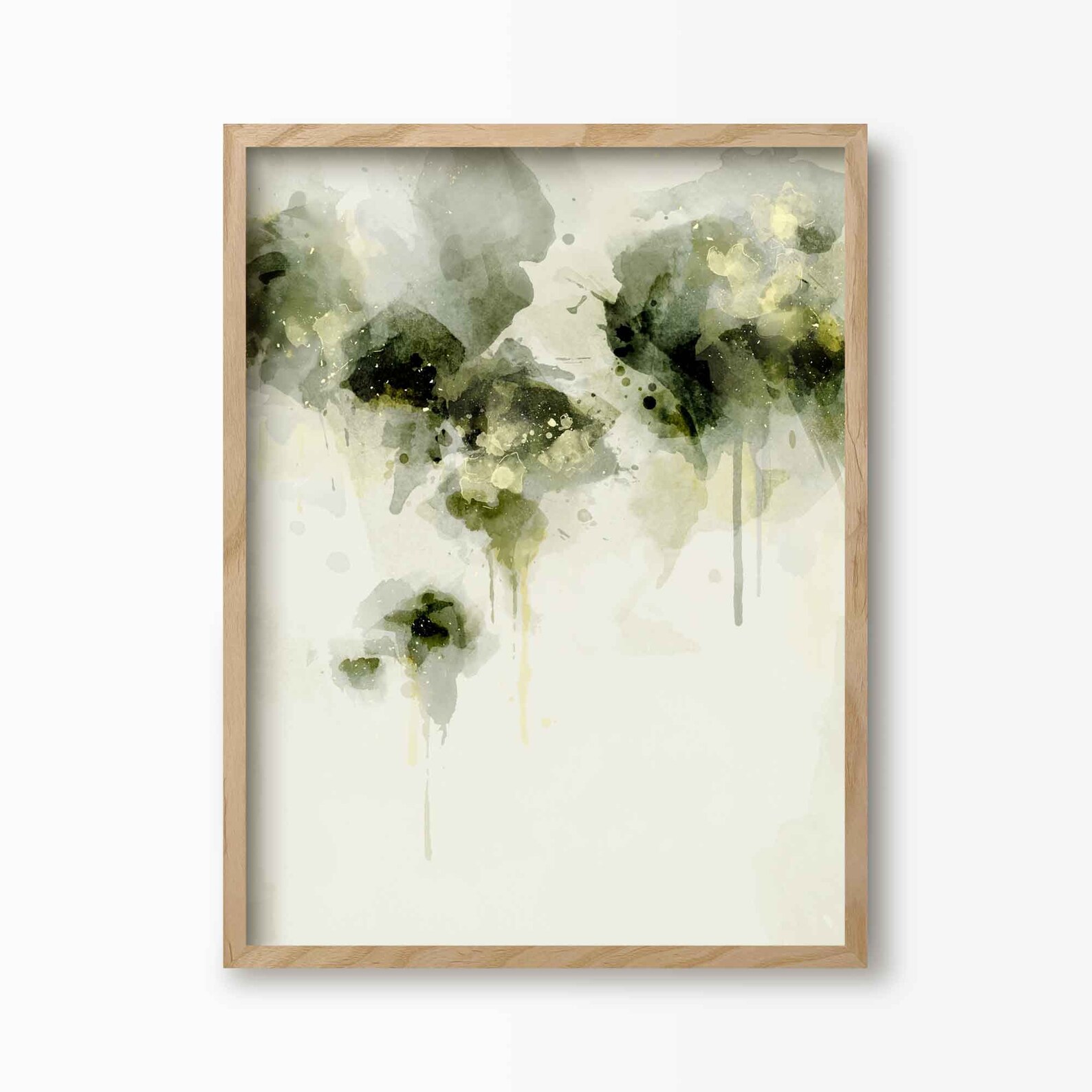 Green Abstract Floral Art Print Framed Watercolour Abstract - Etsy UK