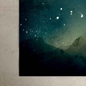 Framed Night Sky Space Print, Outer Space Poster, Mountain Wall Art ...