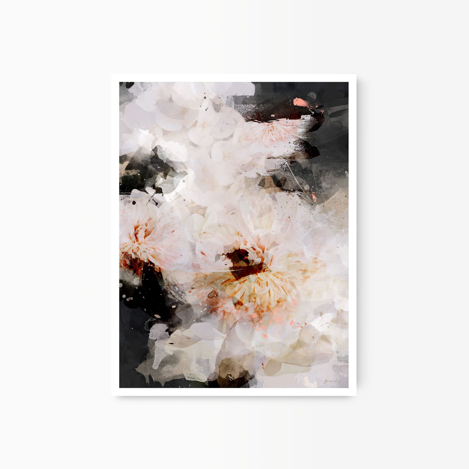 Dark Abstract Floral Wall Art Print Framed Abstract Flower | Etsy