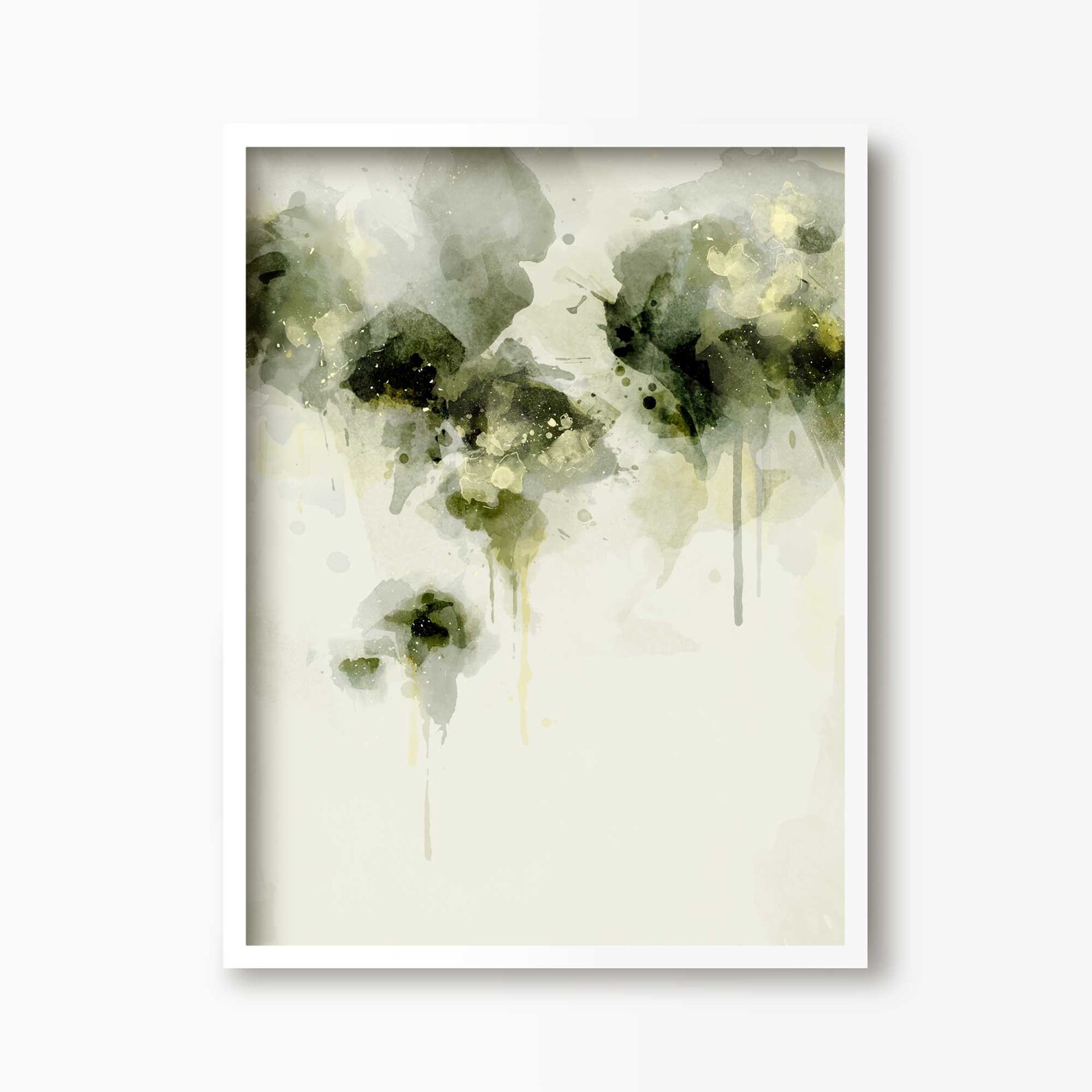 Green Abstract Floral Art Print Framed Watercolour Abstract - Etsy UK