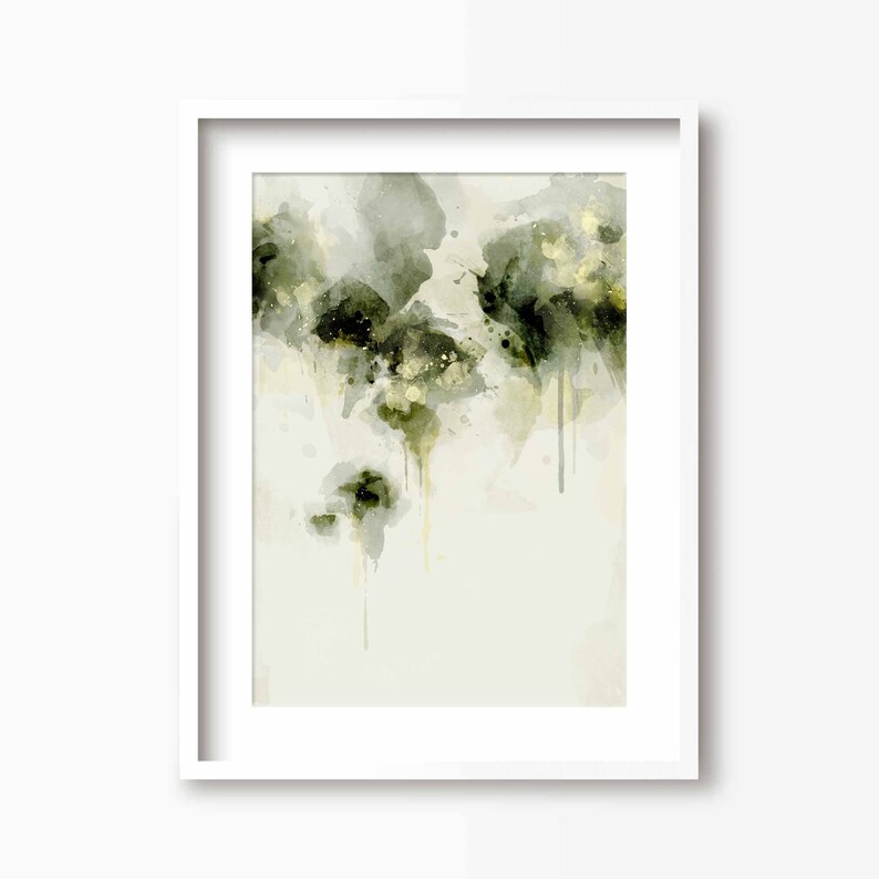 Green Abstract Floral Art Print Framed Watercolour Abstract - Etsy UK