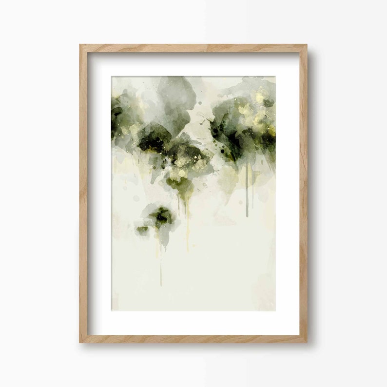 Green Abstract Floral Art Print Framed Watercolour Abstract - Etsy UK