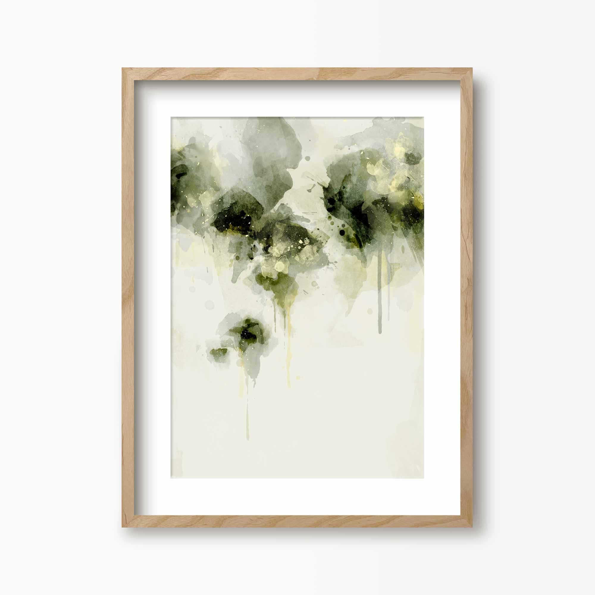 Green Abstract Floral Art Print Framed Watercolour Abstract - Etsy UK