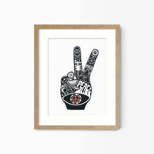 Peace Sign Wall Art Framed Peace Poster Bohemian Bedroom | Etsy UK