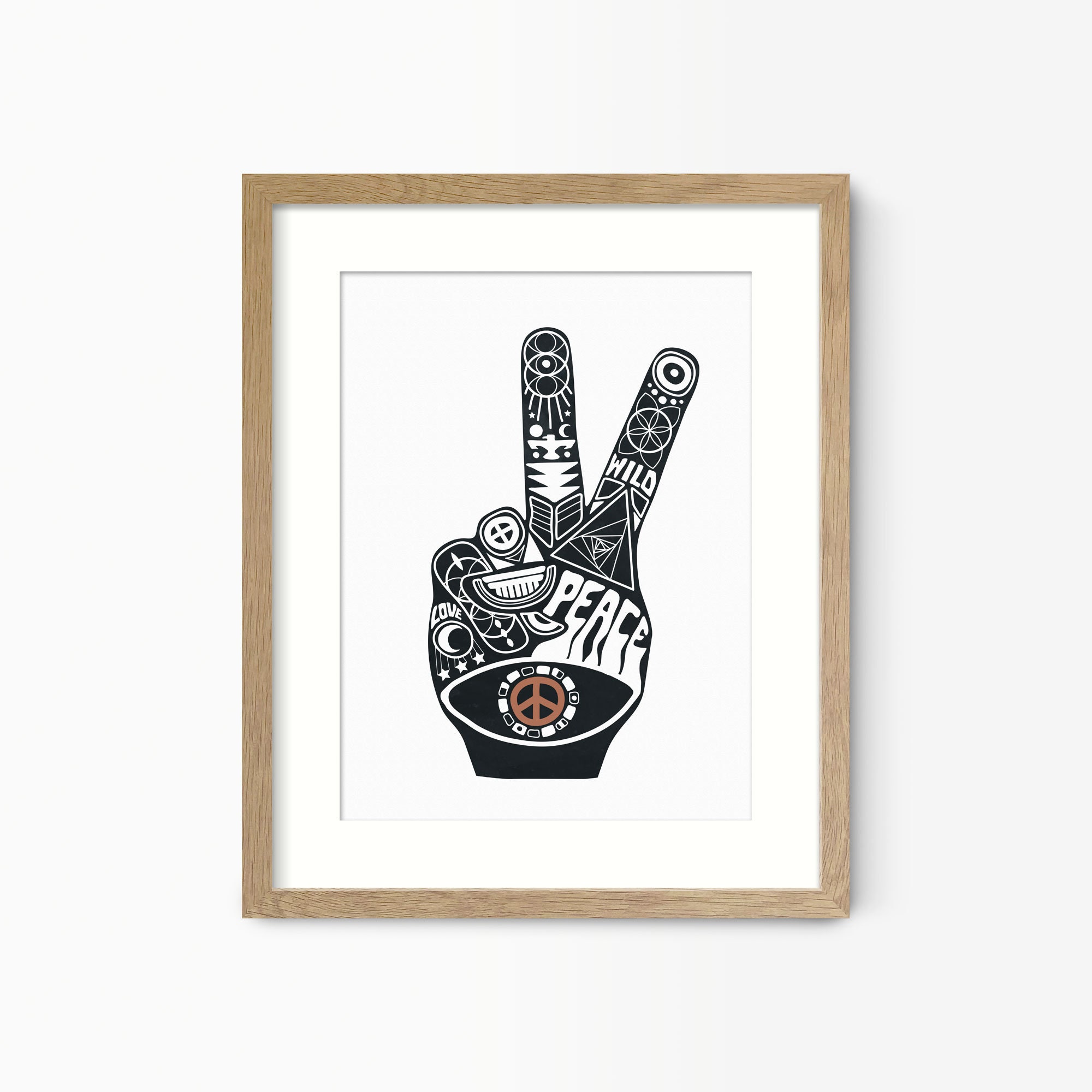Peace Sign Wall Art Framed Peace Poster Bohemian Bedroom | Etsy UK