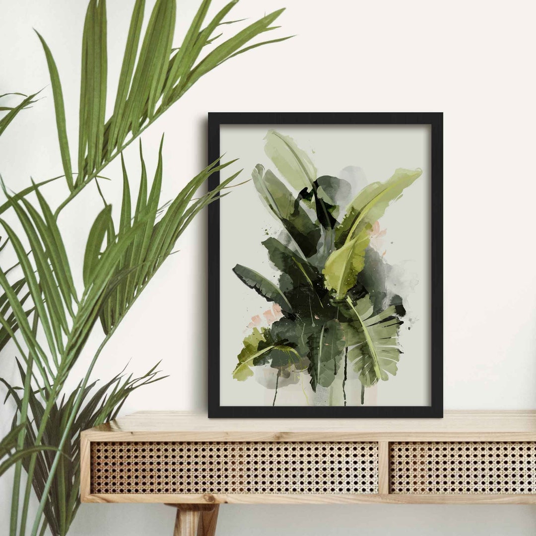 Abstract Banana Leaf Wall Art, Framed Botanical Prints, Tropical Plant ...