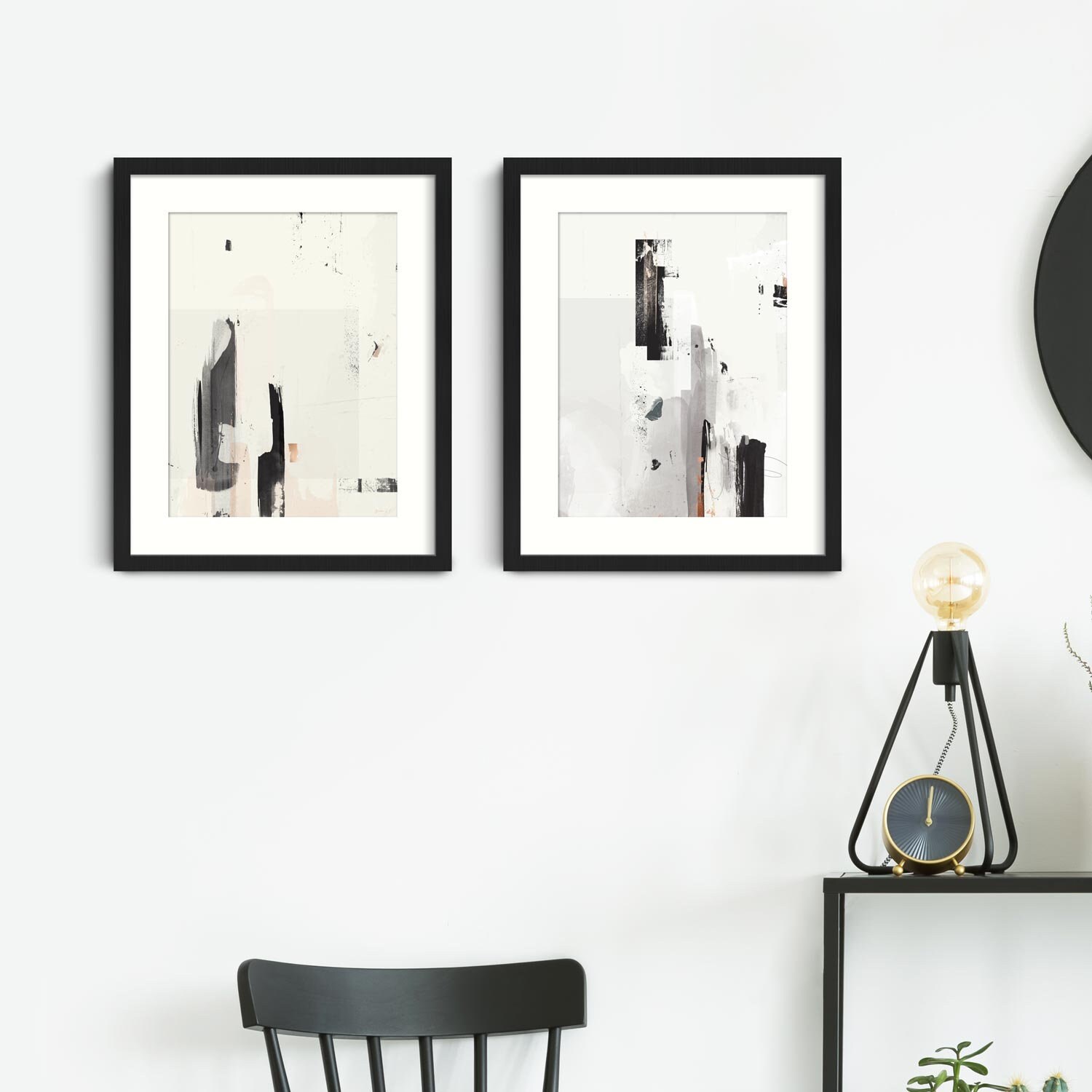 Minimalist Wall Art Set Framed Abstract Set of 2 Prints | Etsy