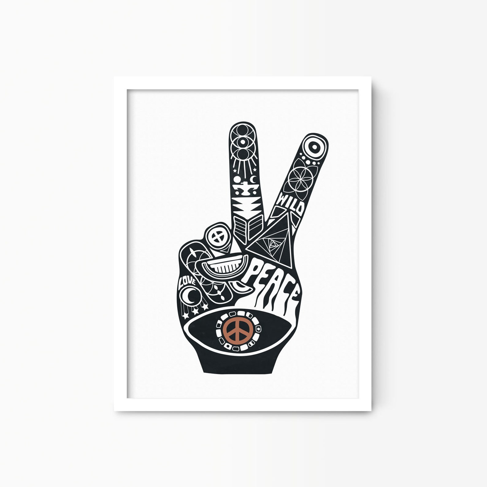 Peace Sign Wall Art Framed Peace Poster Bohemian Bedroom | Etsy UK