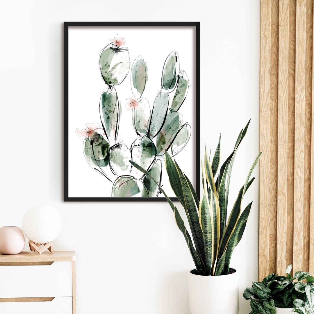 Watercolour Cactus Painting, Cactus Wall Art Print, Modern Cactus Wall ...