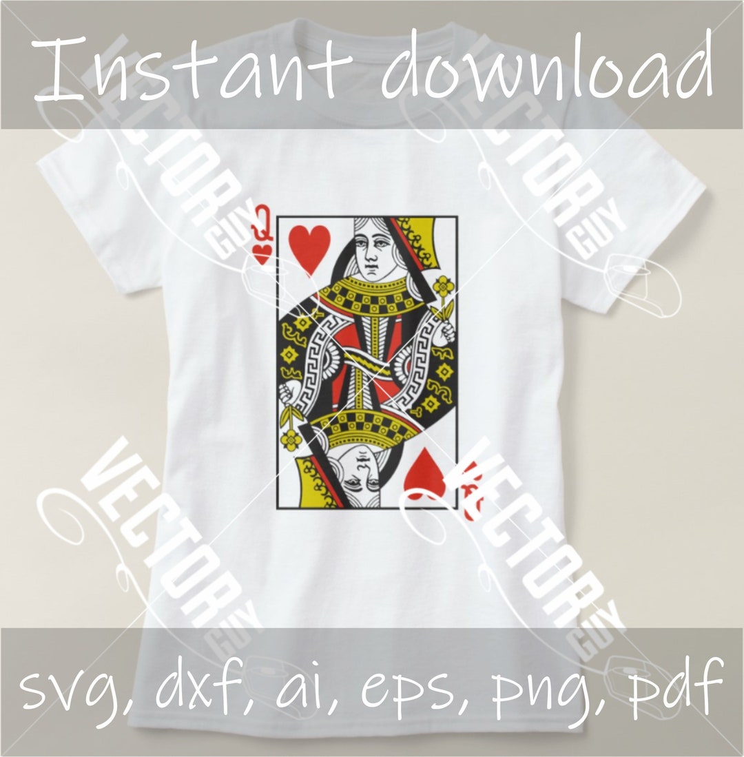 Queen of Hearts Playing Cards Cut File SVG Instant Download - Etsy UK