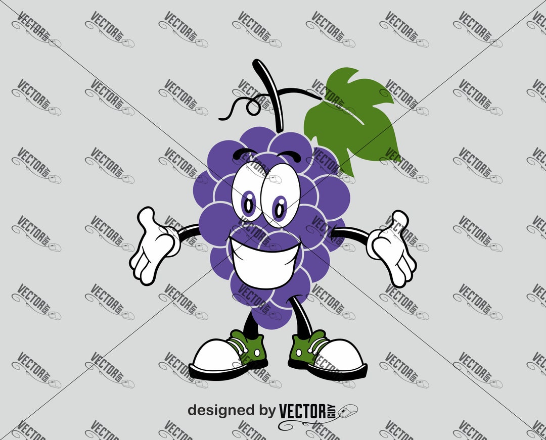 Happy Cartoon Grapes, SVG Cut File, Instant Download - Etsy