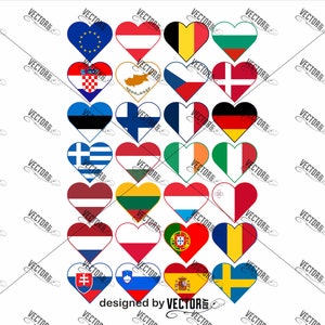 Flags of Europe in a Shape of Heart, High Resolution PNG, Instant ...