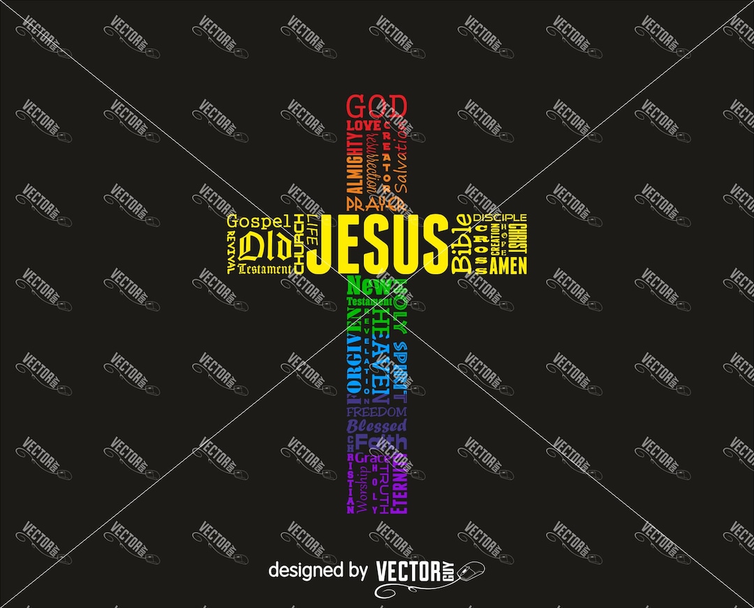 Rainbow Christian Word Art Cross, SVG Cut File, Instant Download - Etsy