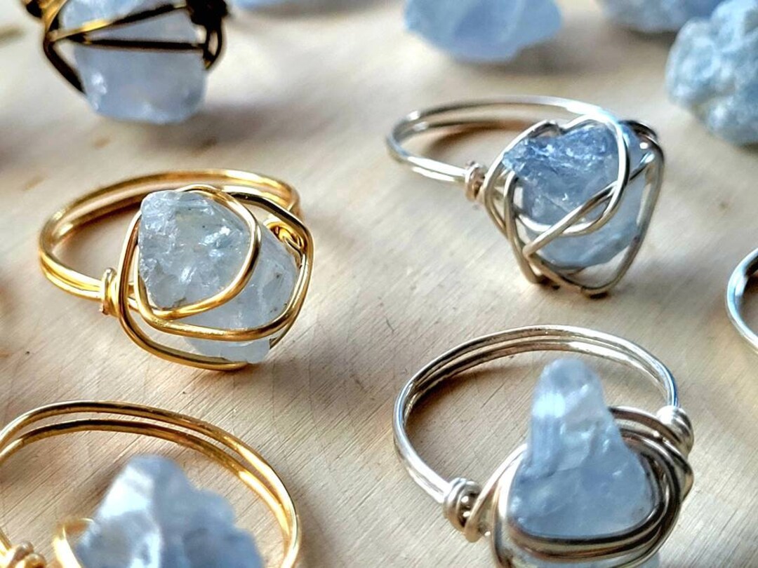 Rough Celestite Crystal Wire Wrapped Ring 1 Piece - Etsy