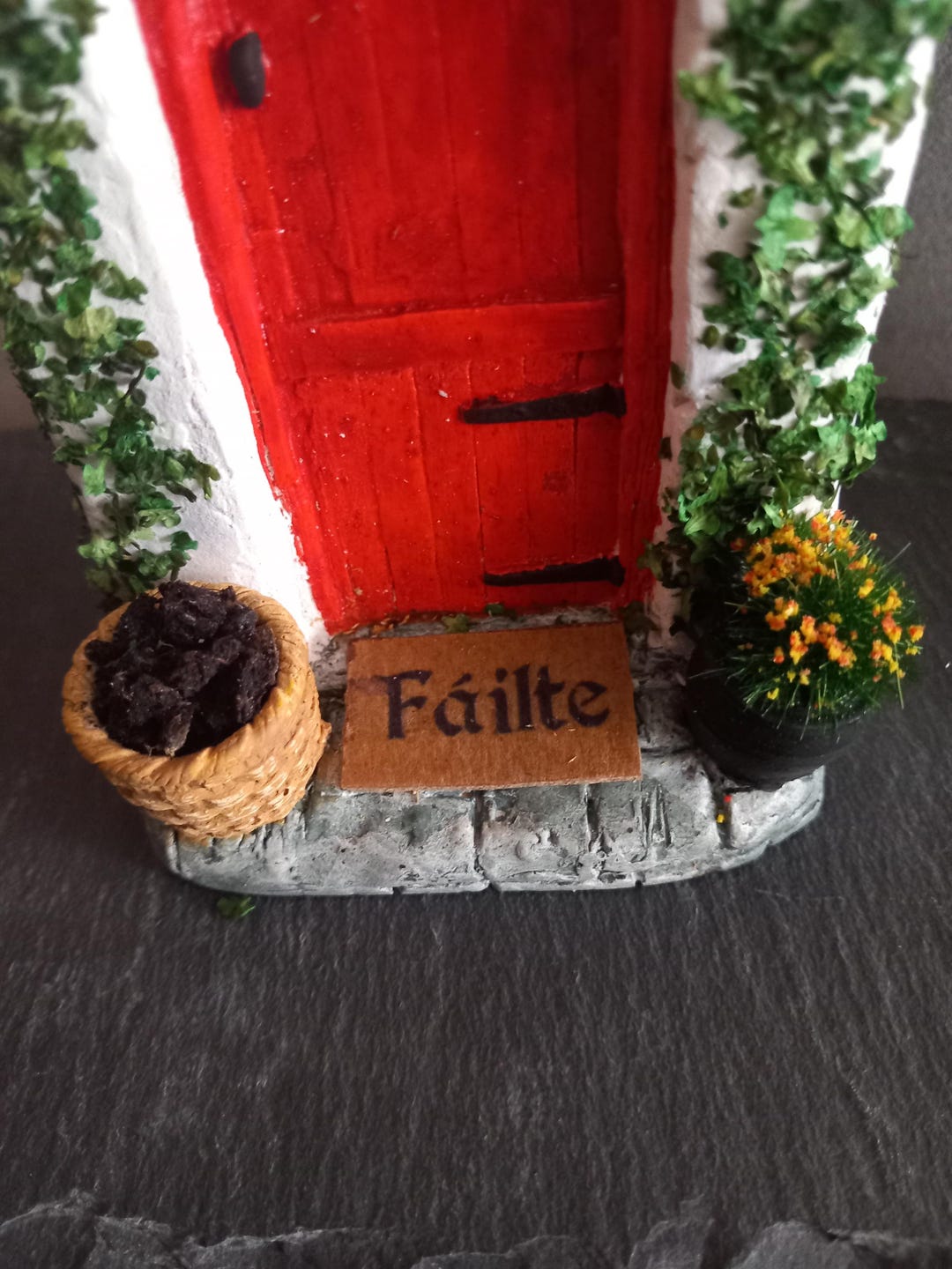 Handmade IRISH COTTAGE DOOR Ornament / Golden Authentic Thatch ...