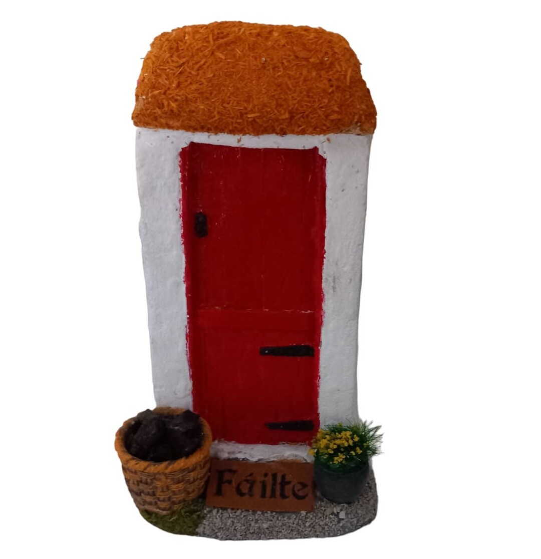 Handmade IRISH COTTAGE DOOR Ornament / Golden Authentic Thatch ...