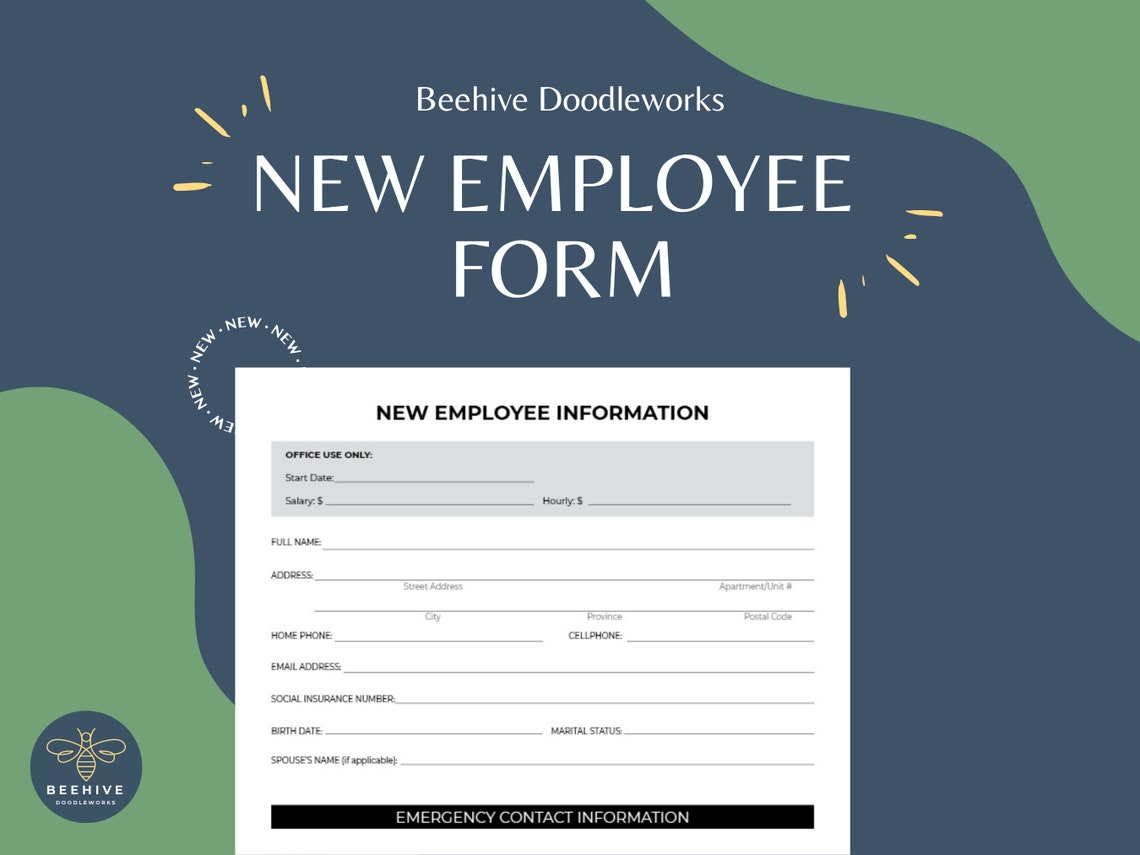 New Employee Form | Fillable PDF | Employee Information | Instant ...